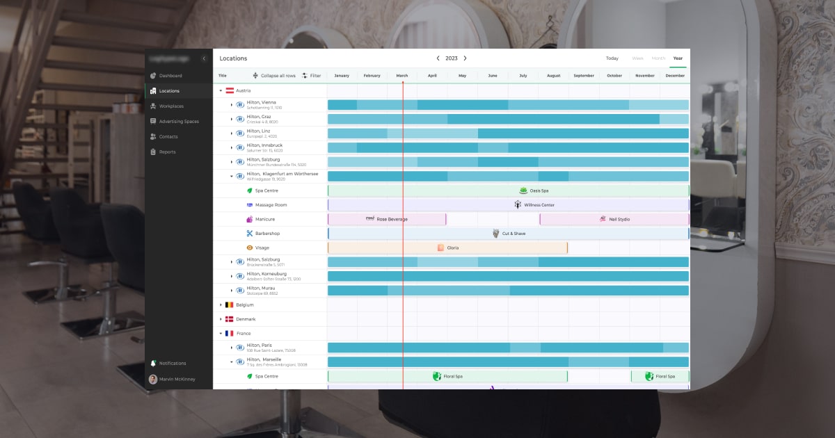 Gantt Widget for Salon Management Software | XB Software